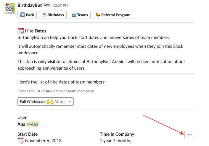 How to edit hire dates? – BirthdayBot